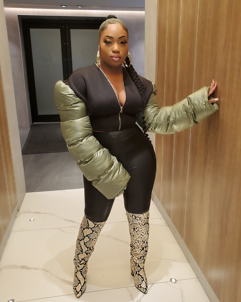 MYA PUFFER JACKET (OLIVE) – LadyTee Collection